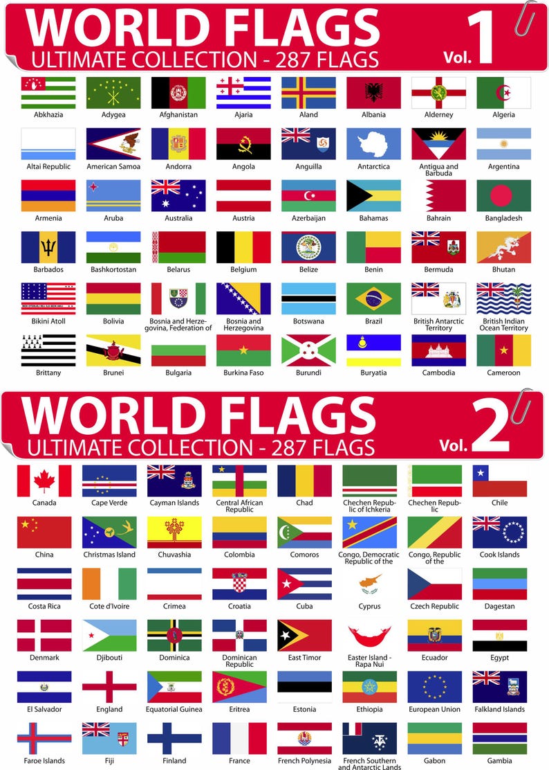 World Flag SVG Bundle | 286 Editable Flags Collection | Instant ...