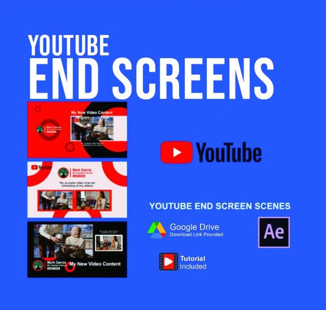 Youtube End Screen Template, Customisation Video Outro, After Effects ...