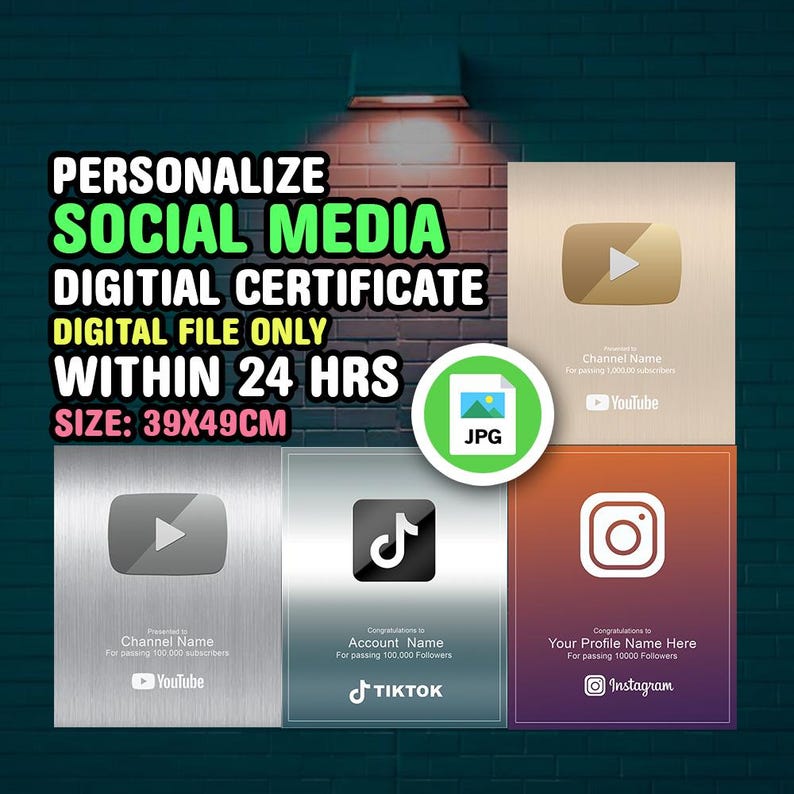 Personalized Play Button Award | Custom Youtube Award | Content Creator ...