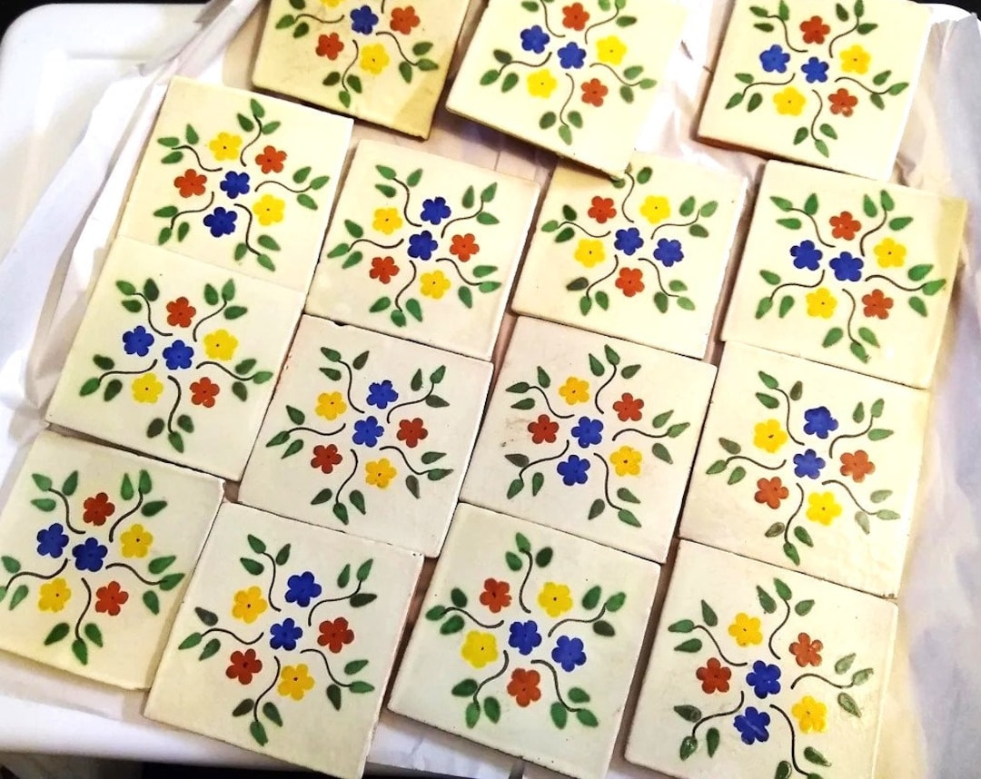 Vintage Mexican Lot Terra Cotta Art Tile, Ceramic Clay Decorative ...