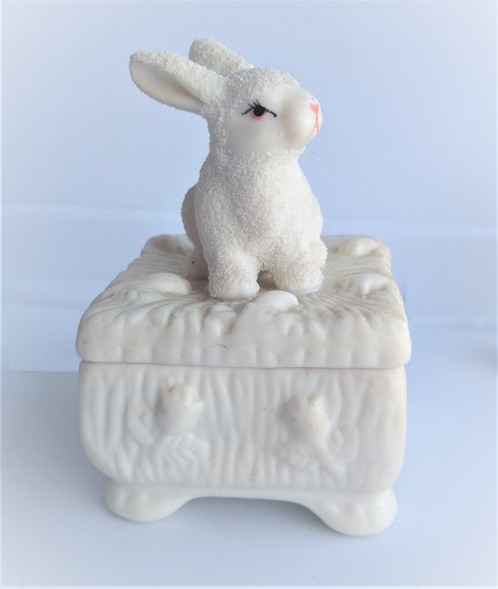 Snow Bunny Jewelry Trinket Box White Bunny Porcelain Trinket | Etsy