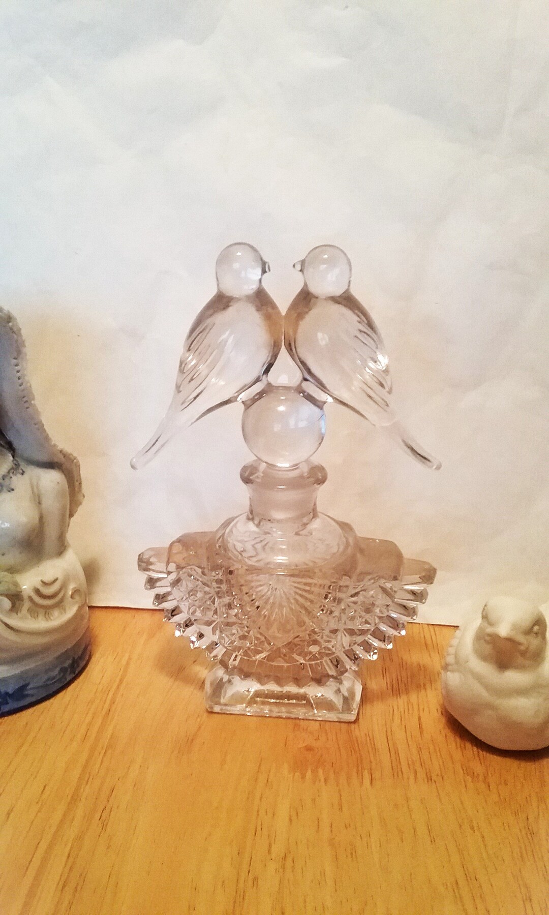 Crystal Glass Love Birds Perfume Bottle With Stopper, Bird Glass ...