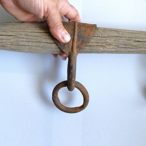 Antique Rustic Wood Oxen Farm Yoke, Wrought Iron Yoke With Hooks ...