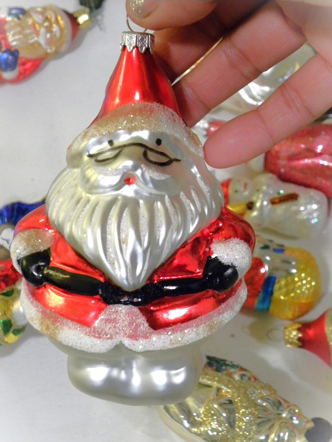 Vintage Rolly Polly Santa Ornament: Red Mercury Mica Glass Christmas ...