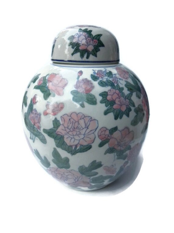 Green pink Chinoiserie Chic Mantel Decor Chinese Ceramic ginger jar - munimoro.gob.pe