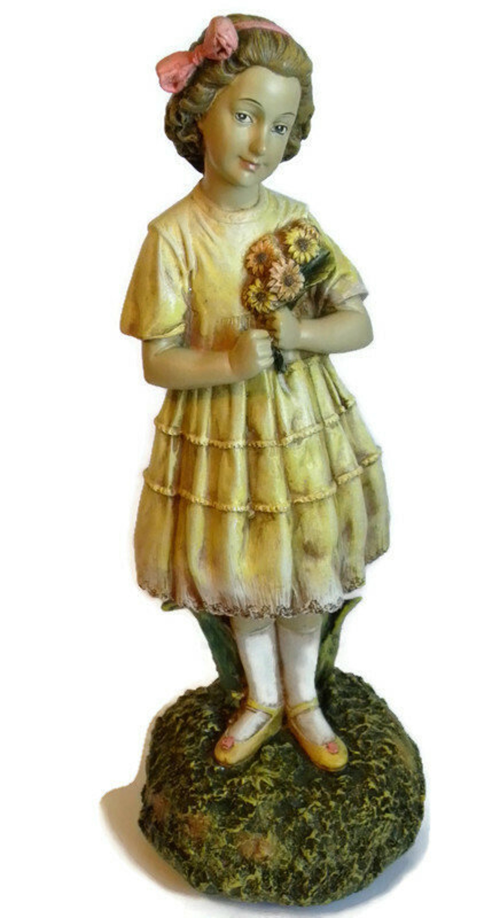 Girl Statue Figurine Holding Flowers Vintage Flower Girl | Etsy