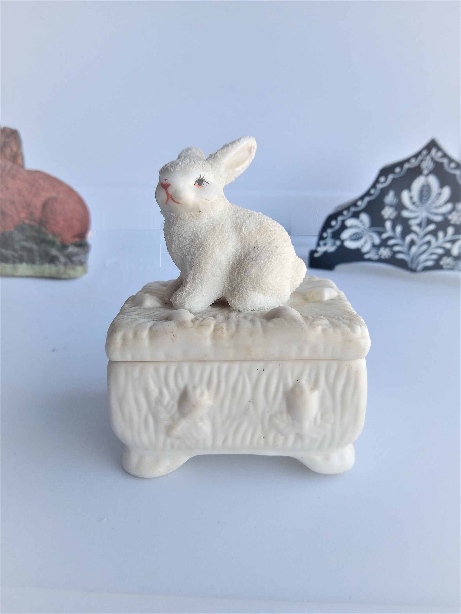 Snow Bunny Jewelry Trinket Box White Bunny Porcelain Trinket | Etsy