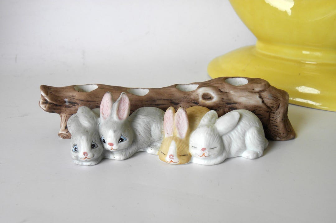Vintage Porcelain Bunny Rabbit Taper Candle Holders, Bunnies Rabbits on ...