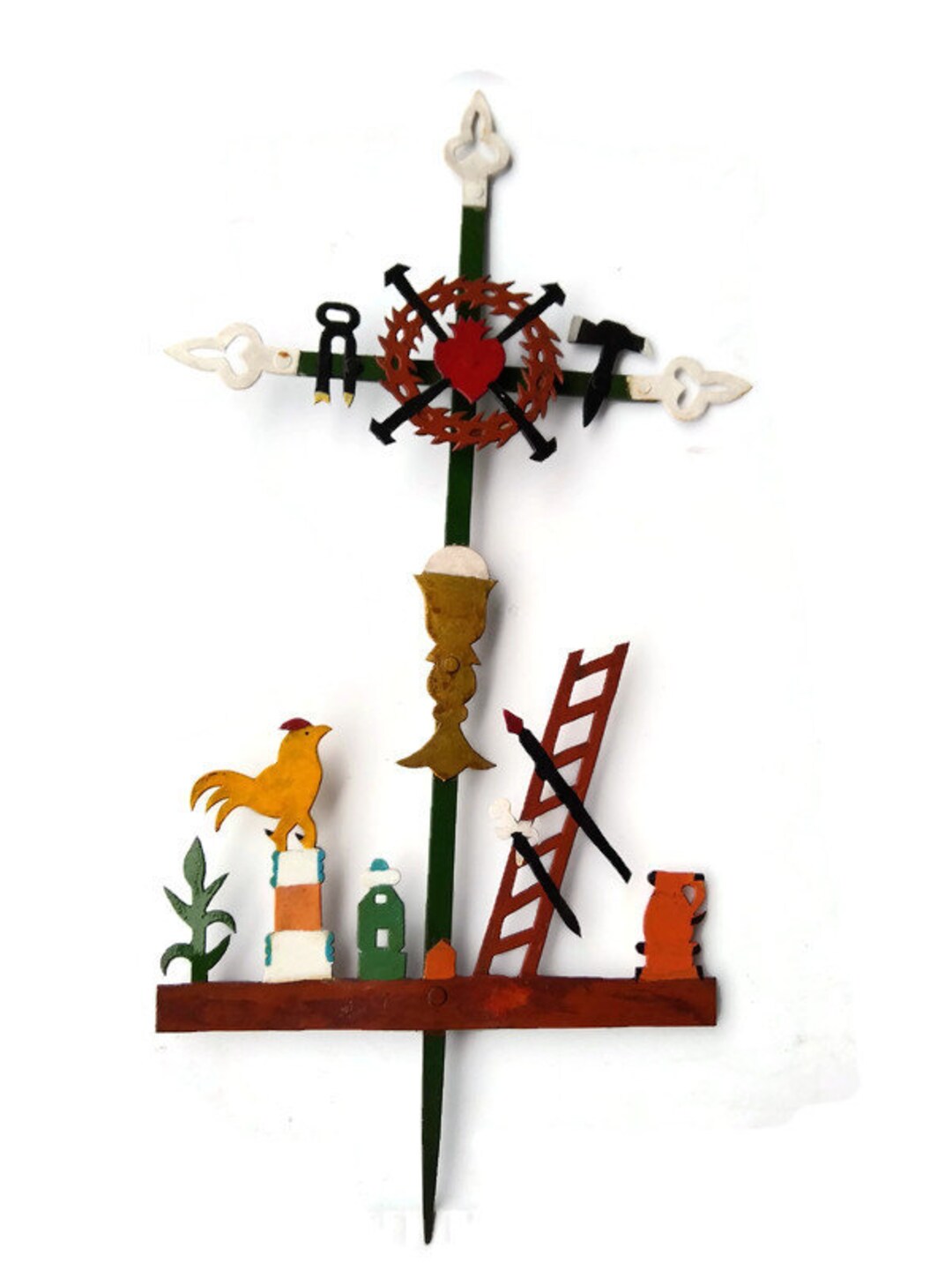 Vintage Folk Art Metal Stake Farm Animals Stake, Southwestern Metal ...