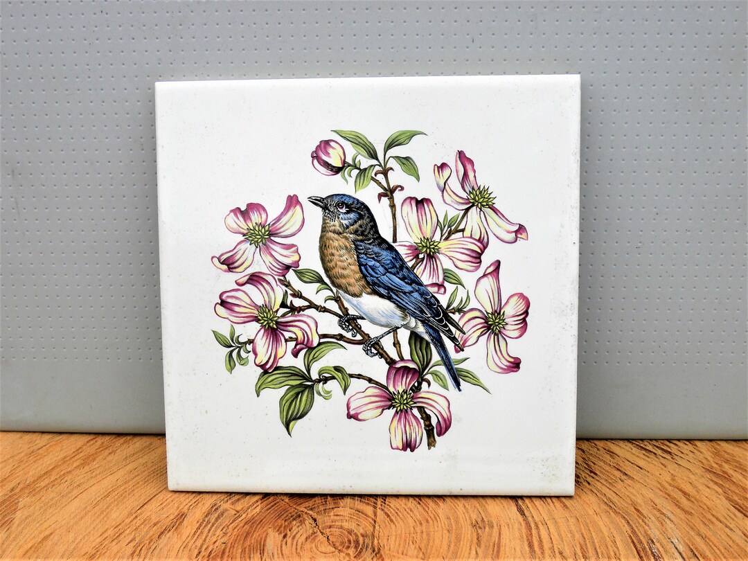 Ceramic Bird Tile, Wall Art Tile Bird Painting, Clay Tile Ceramic Art ...