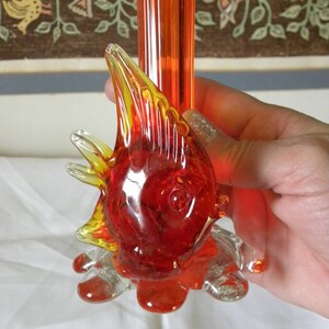 Fluted Red Glass Fish Vase, Vintage Murano Ruby Red Tulip Glass Vase ...