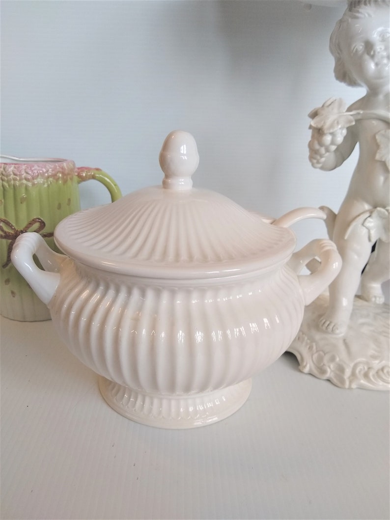 Vintage French White Ironstone Tureen With Ladle White | Etsy