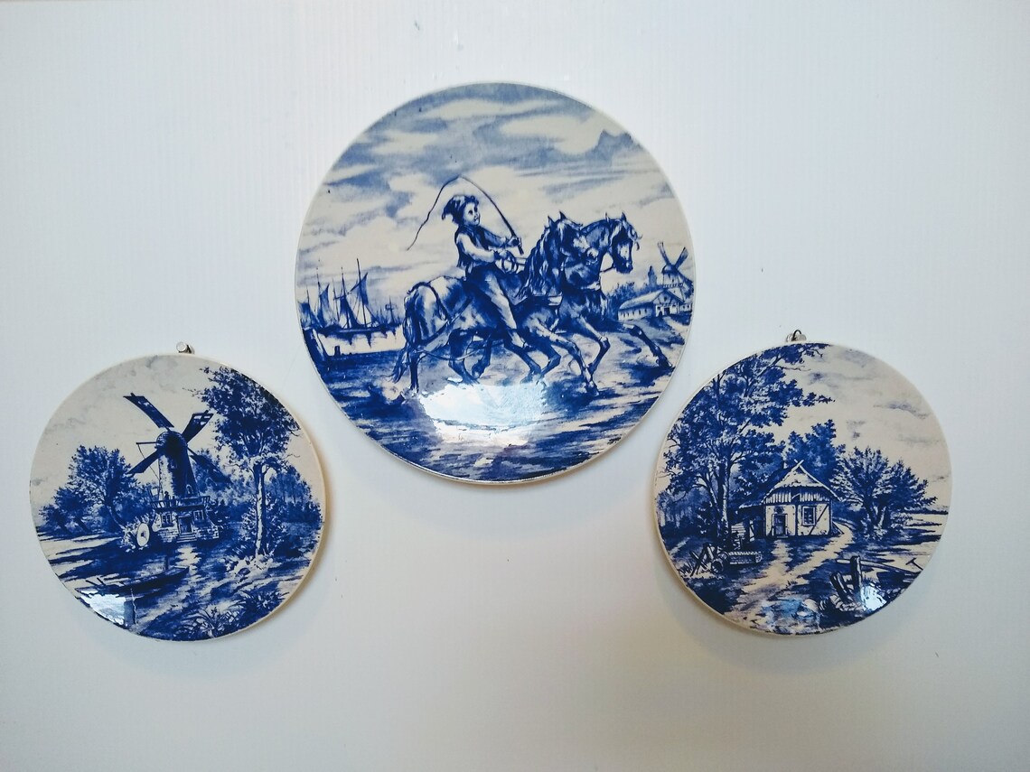 Antique Delft Blue Villeroy Boch Blue Flow Wall Plate - Etsy