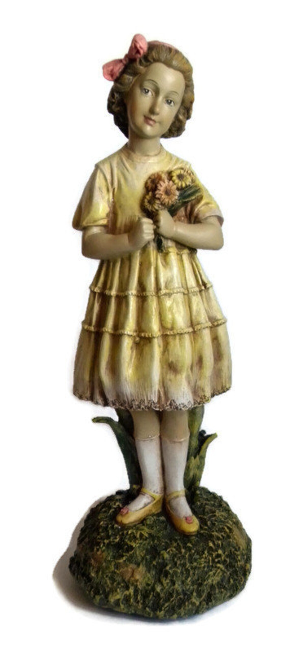 Girl Statue Figurine Holding Flowers Vintage Flower Girl | Etsy