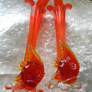 Fluted Red Glass Fish Vase, Vintage Murano Ruby Red Tulip Glass Vase ...