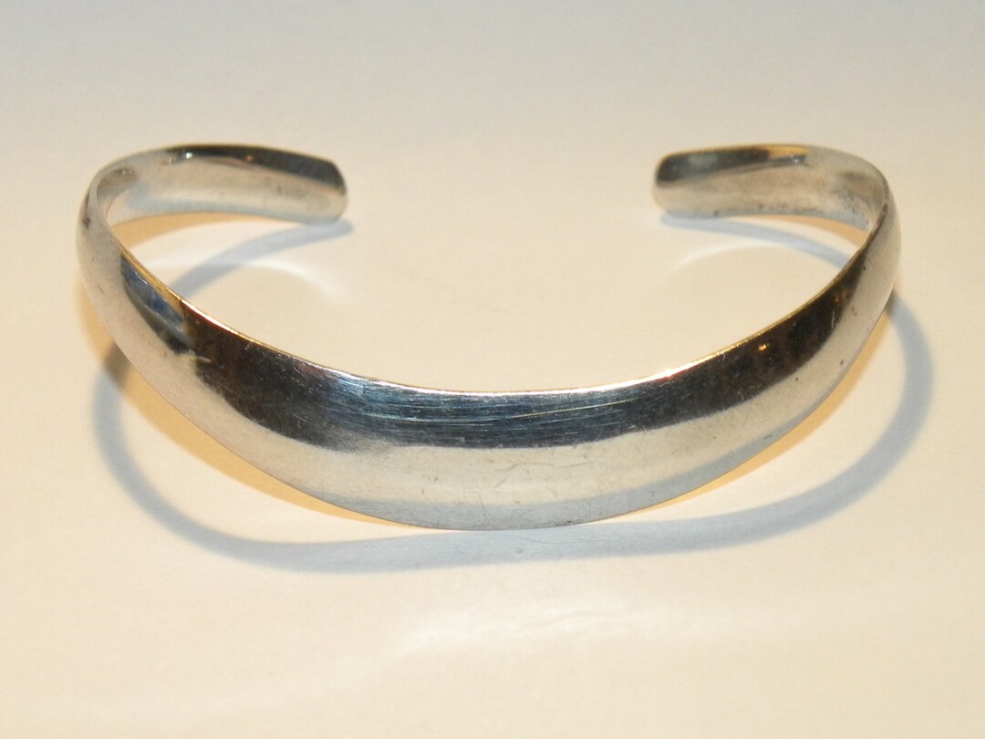 Sterling Silver Wave Cuff Bracelet, Cuff Wave Modern Bracelet, Marked ...