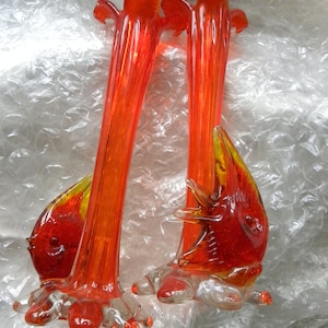 Fluted Red Glass Fish Vase, Vintage Murano Ruby Red Tulip Glass Vase ...