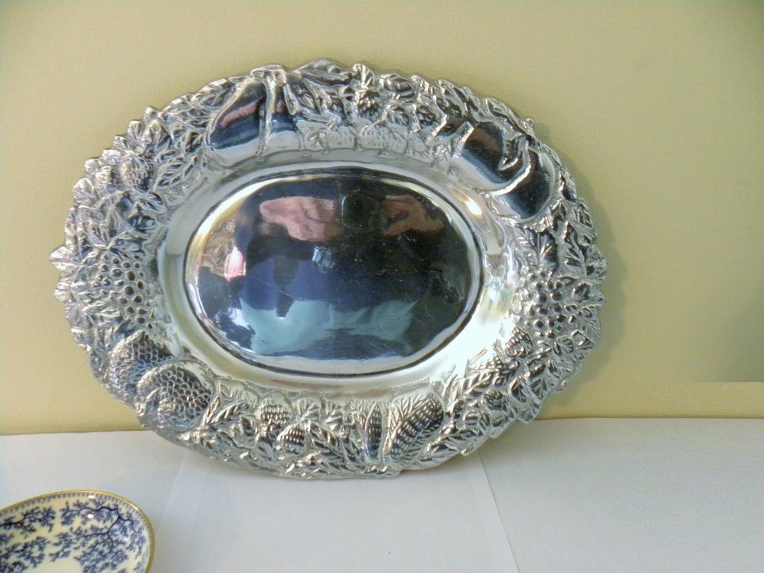 Vintage Silver Platter, RH Macys Silver Oval Serving Tray Platter ...