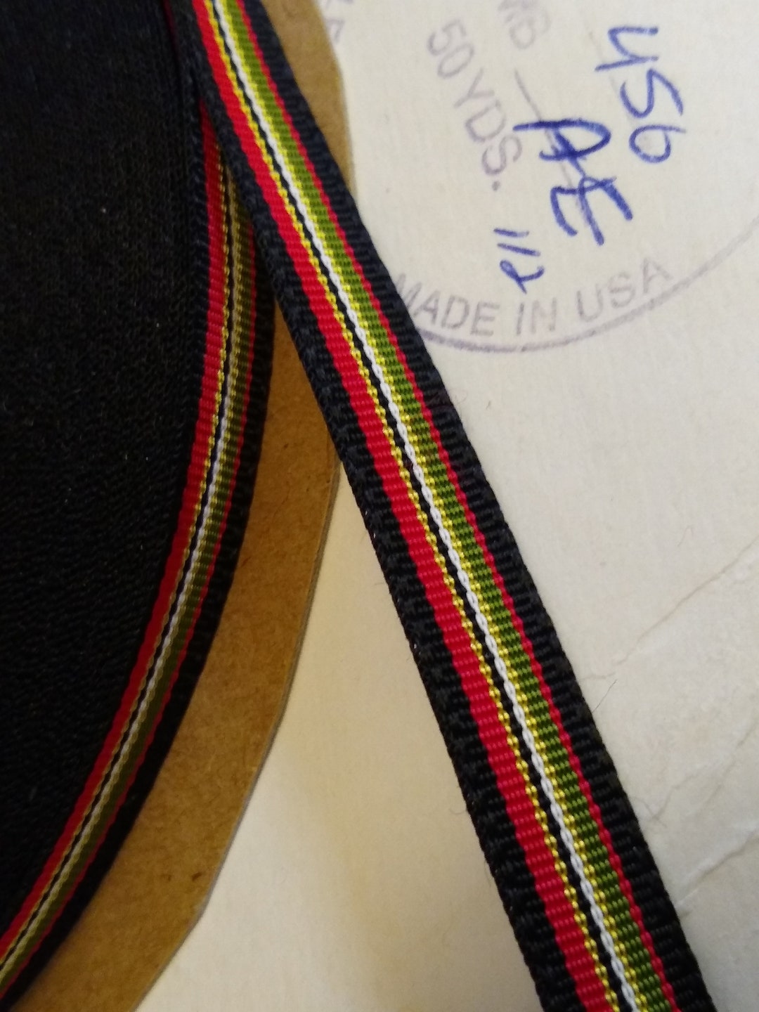 Black Red Green Stripe Ribbon, Vintage Designer Lot of Stripe Ribbon ...