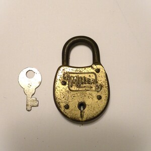 Brass Miller Lock With Key, Miller Padlock With Key, Circa 1940s ...
