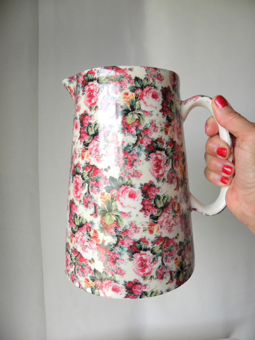 Crown Burslem Country Rose Chintz Pitcher: Staffordshire Floral Ceramic ...