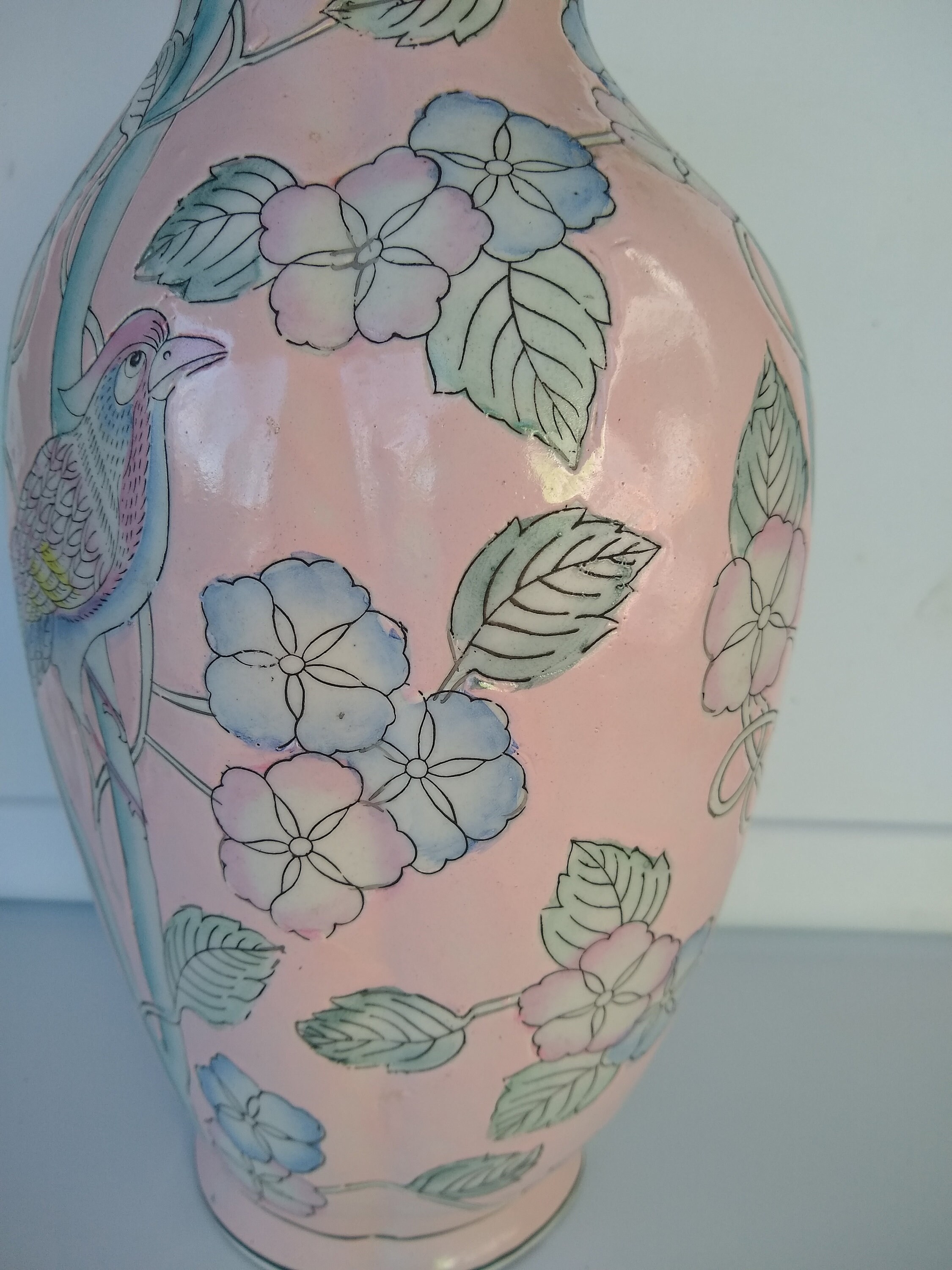 Asian Ginger Jar Vase Pink Chinoiserie Ginger Jar Vase Birds | Etsy