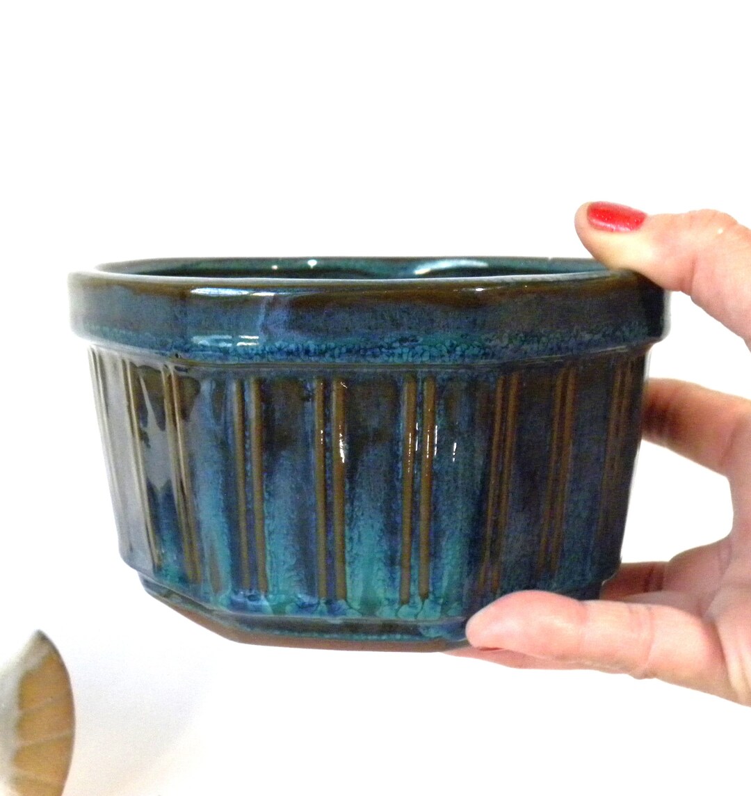 Vintage Denim Blue Green Teal Planter, Mid Century Teal Succulent ...