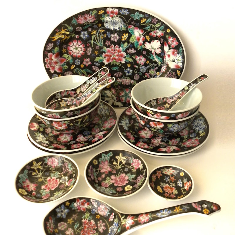 Famille Rose Plate Set - Etsy