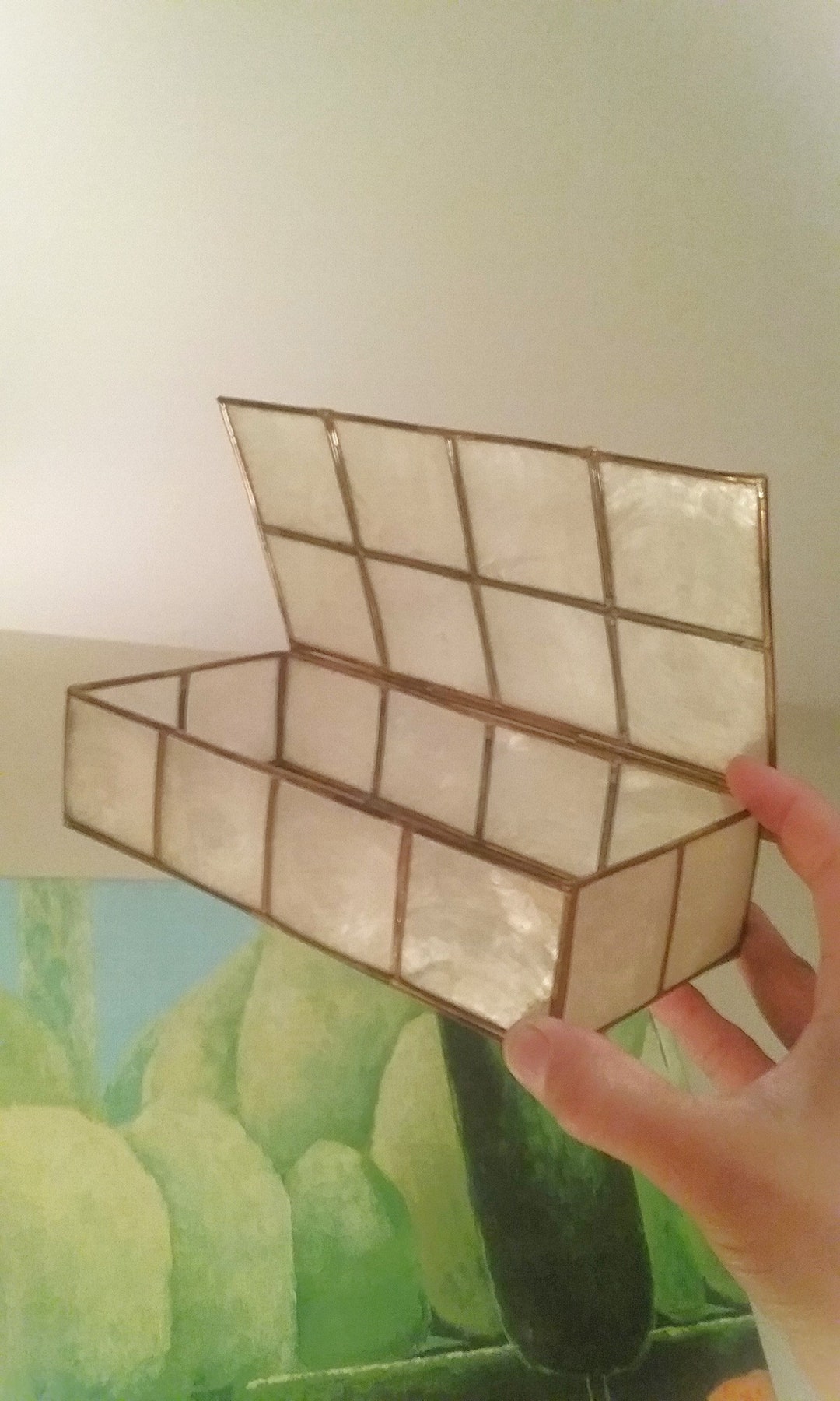 Vintage Capiz Mother of Pearl Shell Jewelry Box, MOP Shell Pearl Brass ...