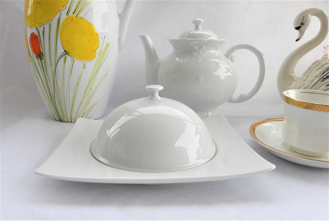 White Porcelain Butter Cover Dome Dish Cheese Dome Cover Dish - Etsy