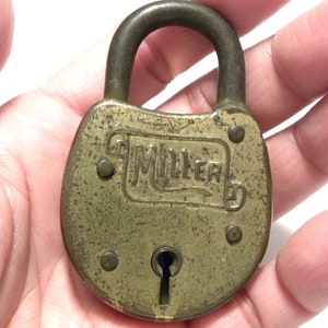 Brass Miller Lock With Key, Miller Padlock With Key, Circa 1940s ...