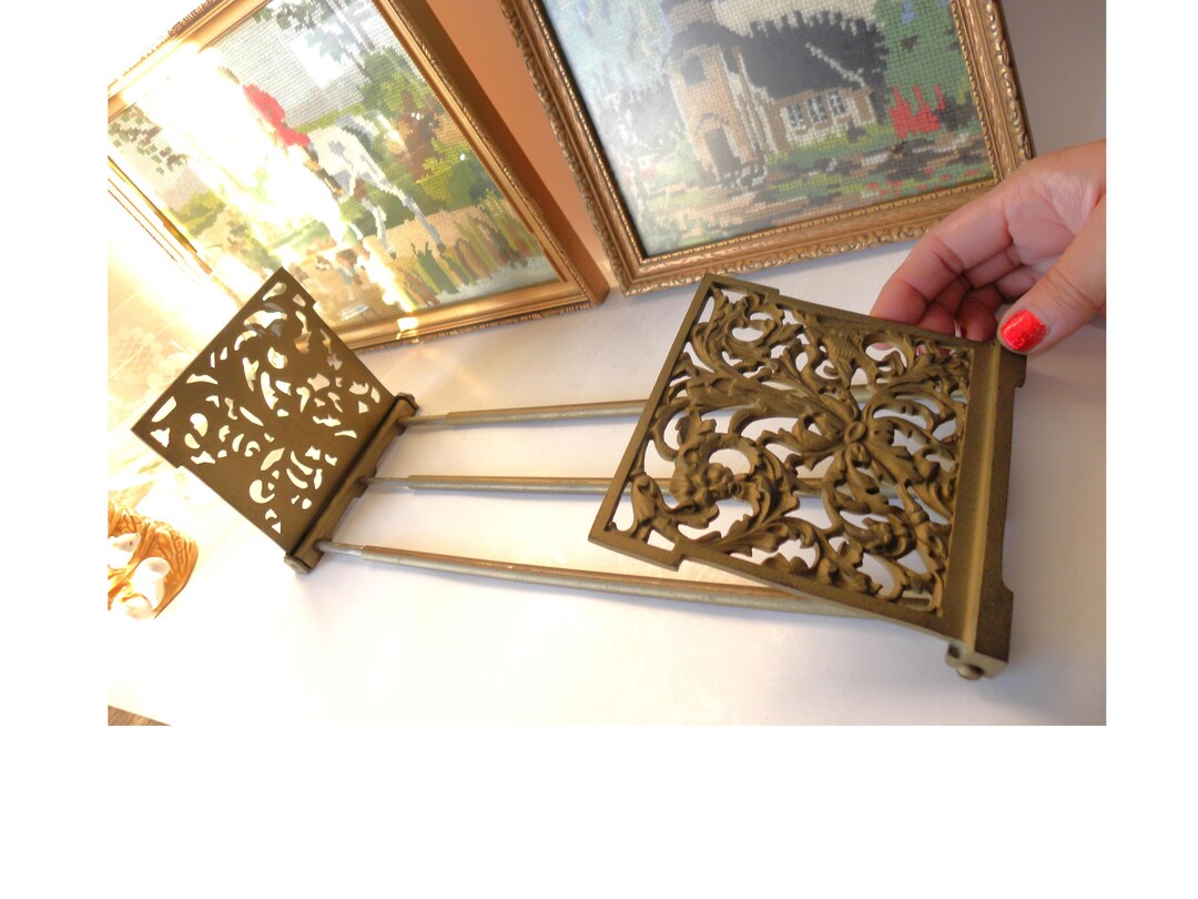 Victorian Brass Expandable Bookends 23 1/2" Casted Scroll Design ...