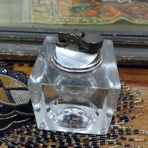 Glass Cube Lighter, Square Cube Glass Concave Lighter Vintage Retro Mid ...