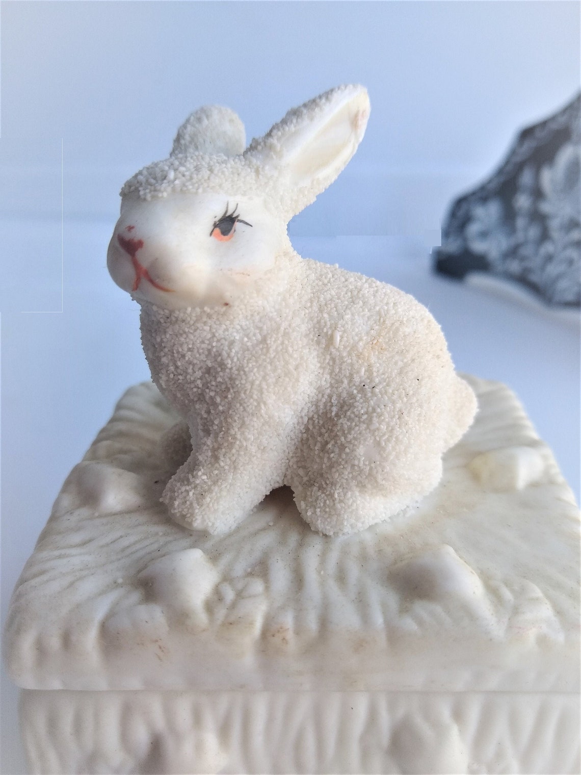 Snow Bunny Jewelry Trinket Box White Bunny Porcelain Trinket | Etsy
