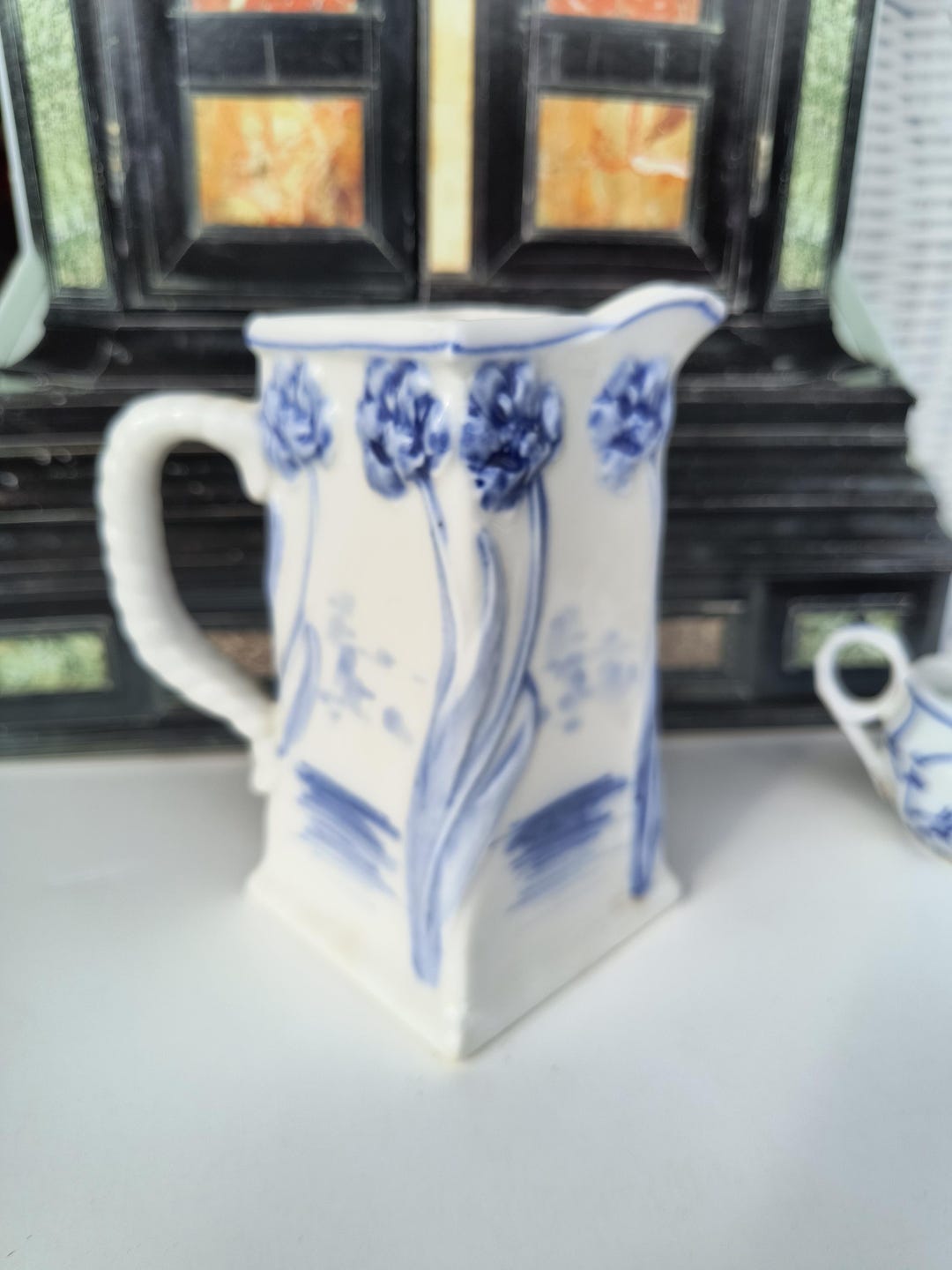 Antique Blue and White Porcelain Pitcher Creamer, Vintage English ...