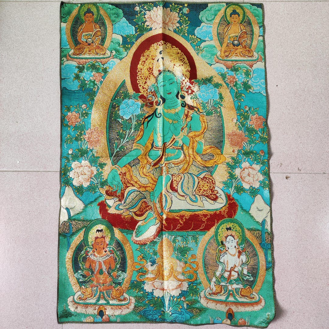 Tibet Buddhism Kuan-yin Thangka Print Scroll Buddha Life Painting Art ...