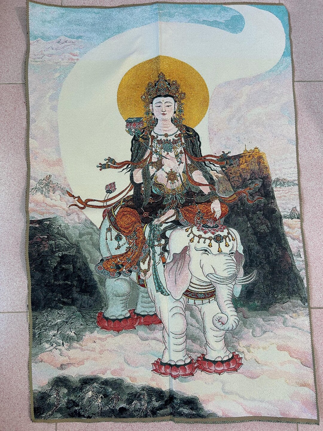 Nepal Tibetan Scripture Guanyin Thangka Living Room Chinoiserie ...