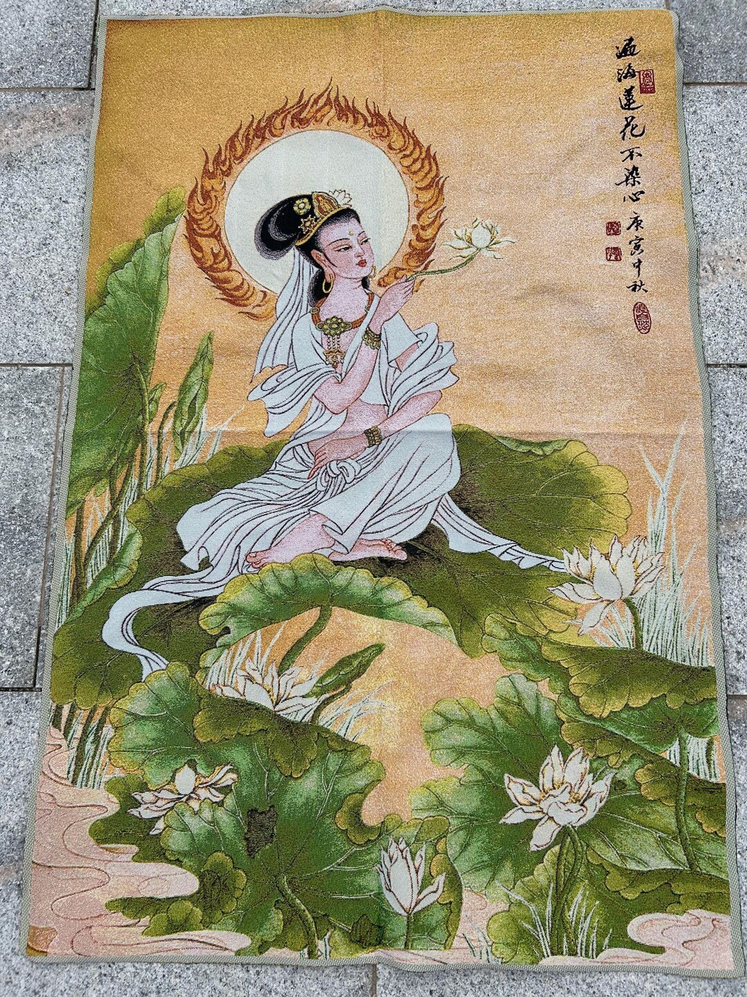 Retro Tibet Thangka,buddhas Statues Wall Decor Hand Painted Guan Yin ...