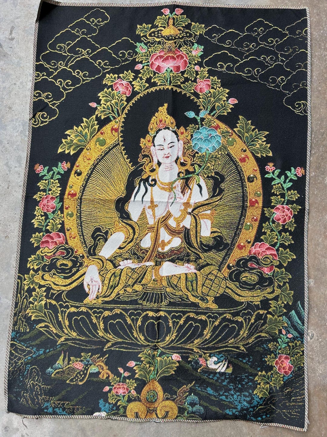 Exquisite Kuanyin Cloth Silk Avalokiteshvara Goddess Thangka Thanka ...