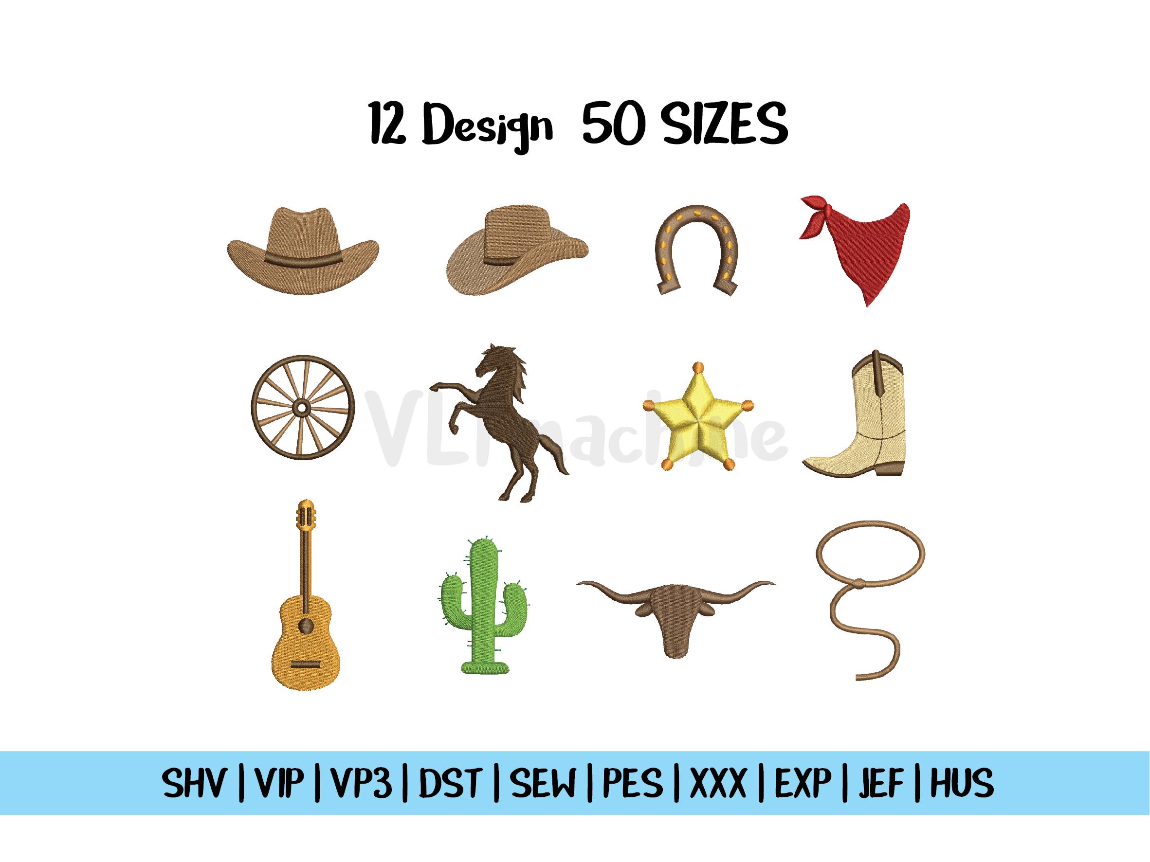 Set Mini Cowboy Embroidery, Mini Cowboy Embroidery, Set Western Machine ...