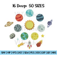 Planets & Solar System Machine Embroidery File - Digital Download ...