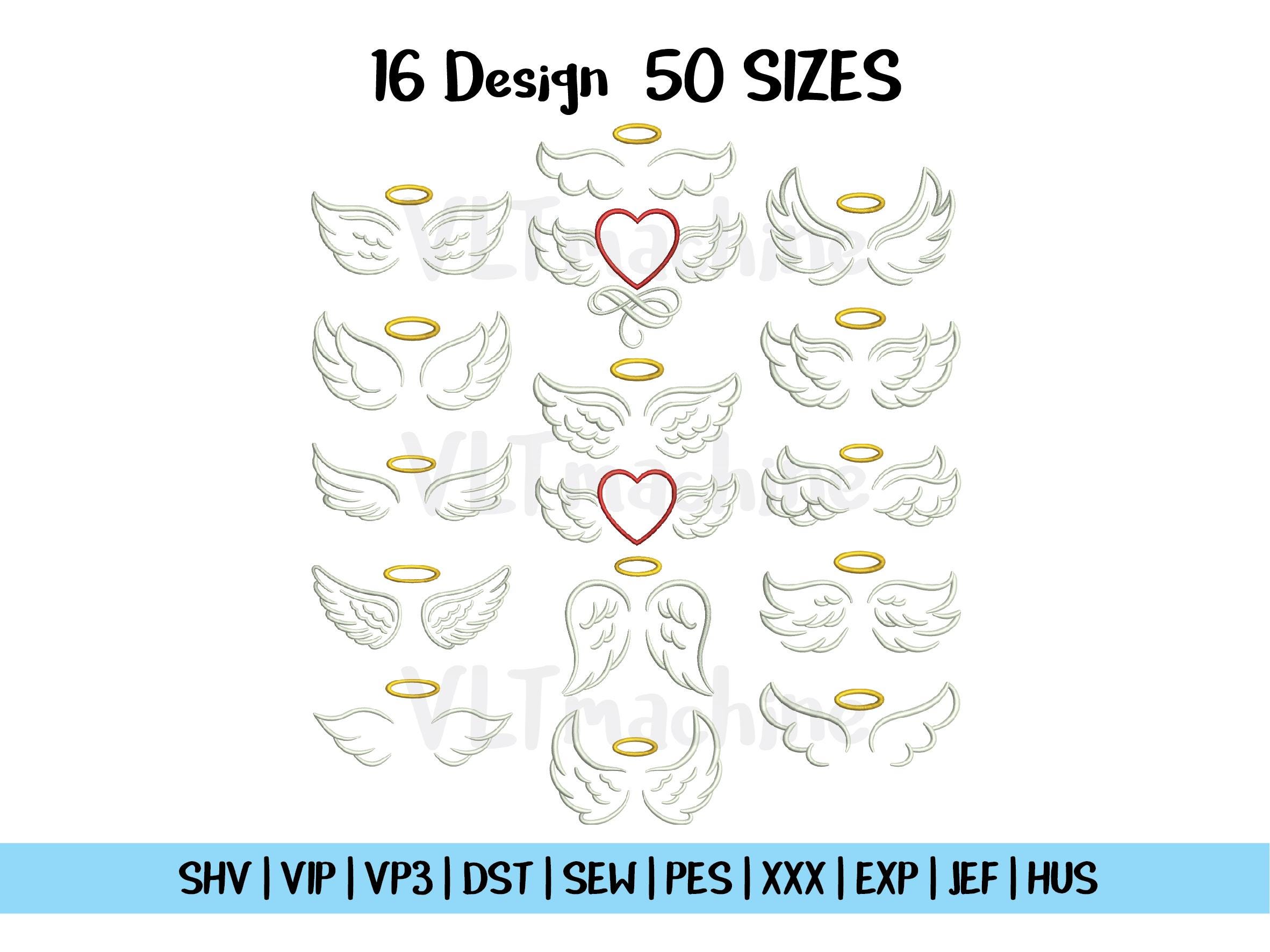 Set Mini Angel Wings Embroidery, Set Angel Wings Embroidery, Mini Wings ...