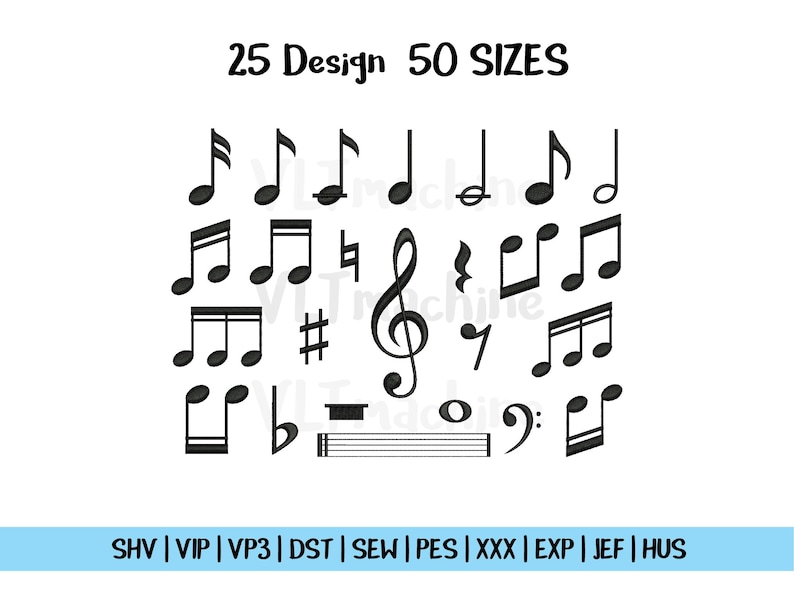 Set Mini Music Note Embroidery, Set Music Note Embroidery, Mini Music ...