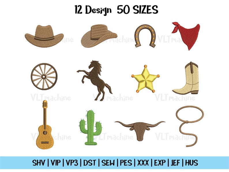 Set Mini Cowboy Embroidery, Mini Cowboy Embroidery, Set Western Machine ...
