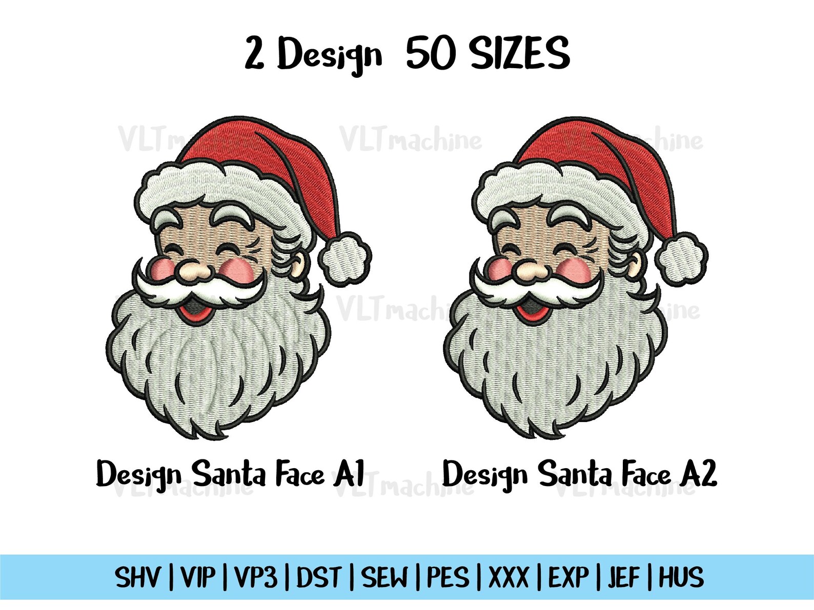 Santa Face Embroidery, Vintage Santa Face Embroidery, Christmas Santa ...