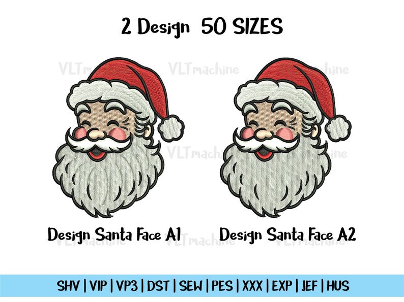 Santa Face Embroidery, Vintage Santa Face Embroidery, Christmas Santa ...