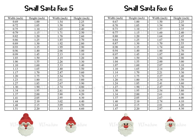 Set Santa Face Embroidery, Set Vintage Santa Face Embroidery, Set Mini ...