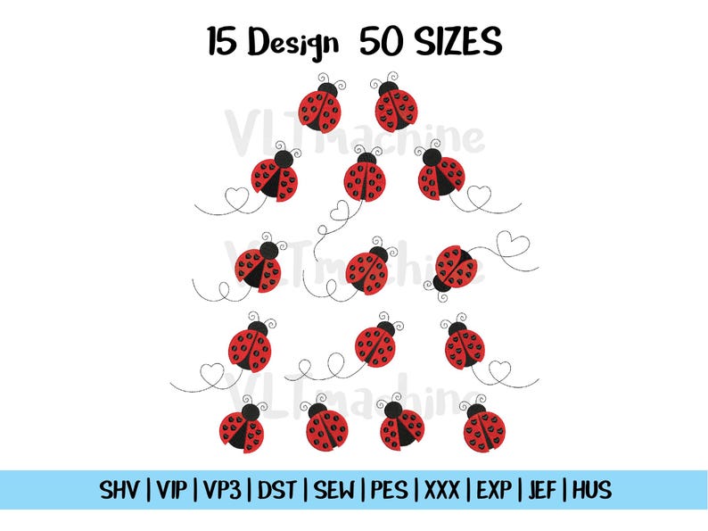 Set Mini Ladybug Embroidery, Mini Ladybug Embroidery Design, Set Lady ...
