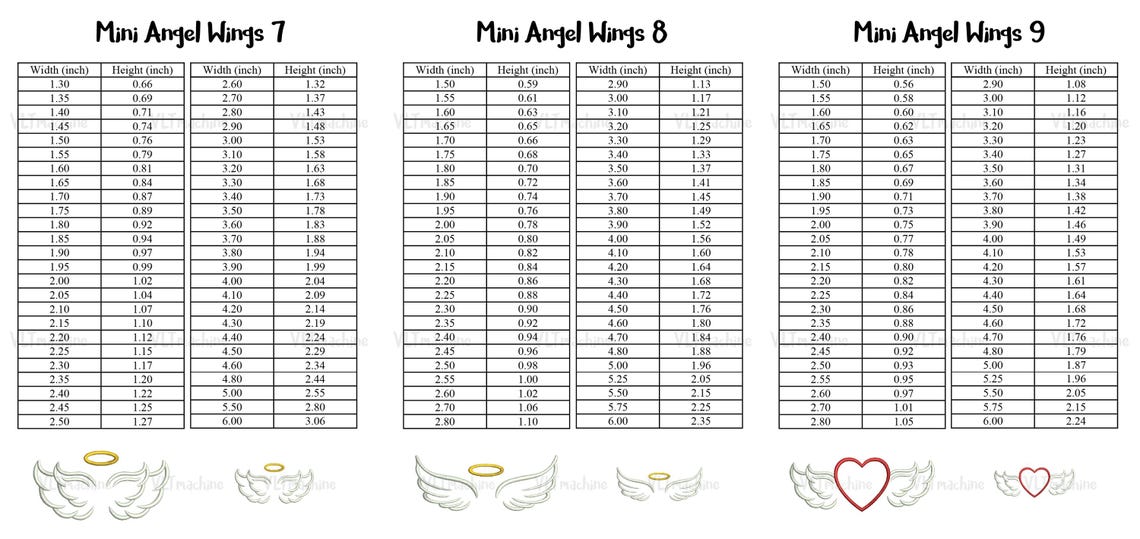 Set Mini Angel Wings Embroidery, Set Angel Wings Embroidery, Mini Wings ...