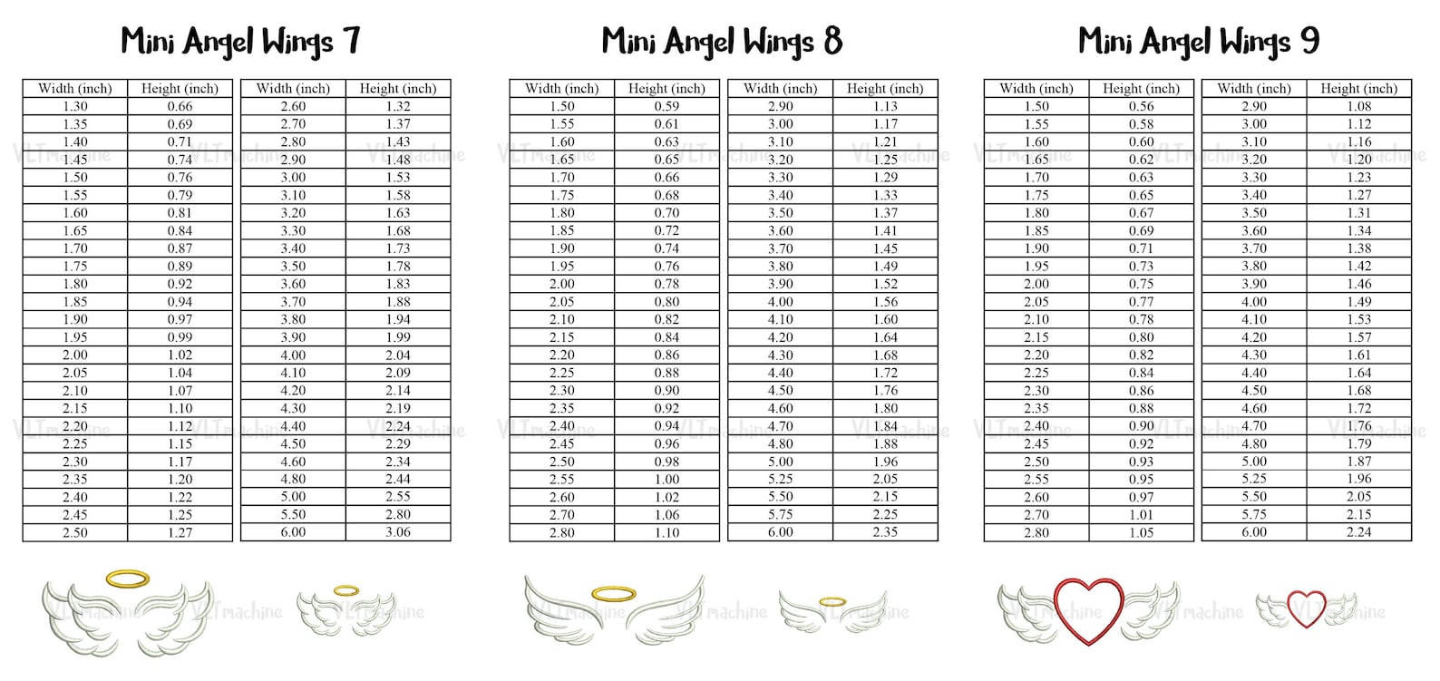 Set Mini Angel Wings Embroidery, Set Angel Wings Embroidery, Mini Wings ...